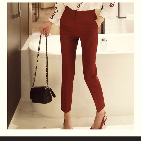 kate spade | Pants & Jumpsuits | Kate Spade Burgundy Cropped Trousers ...